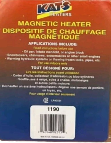 Kat's 1190 Magnetic Engine Block Heater 300 Watt 120 Volt New factory ...