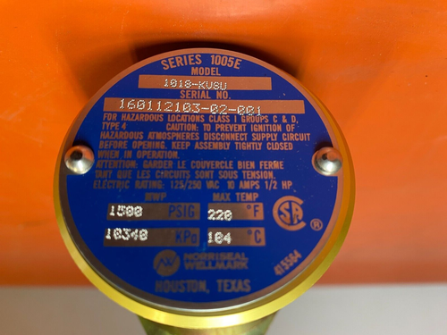Liquid Level Switch, Norriseal Wellmark, Mdl. 1018-KVSU, Type 4 ...