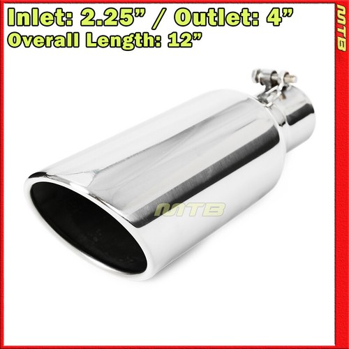 Universal Exhaust Tip Angled Polished 12 in. Bolt-On 2.25in. Inlet 4in ...