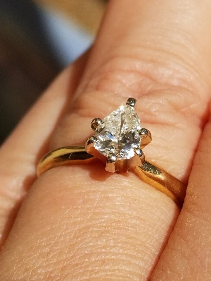 Beautiful Quality Natural Pear Diamond Solitaire Engagement 14k ring | eBay