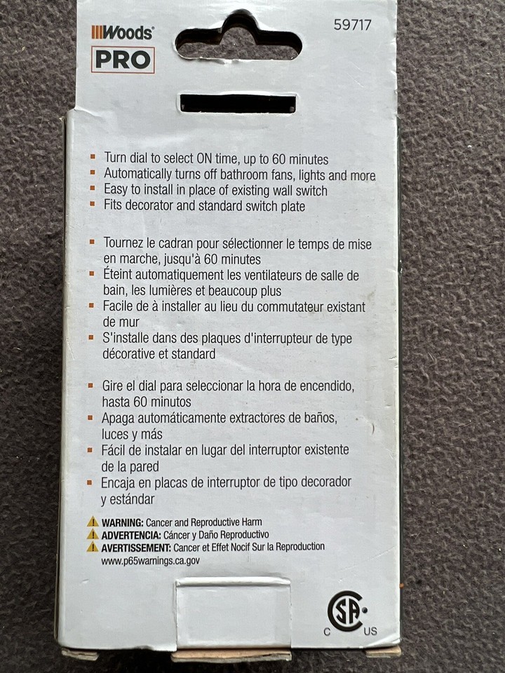 Woods 59717 In-Wall 60 Minute Spring Wound Timer, White | eBay