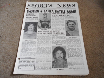 NOV 29 1974 SPORTS NEWS wrestling magazine - RED BASTIEN - LOU THESZ | eBay