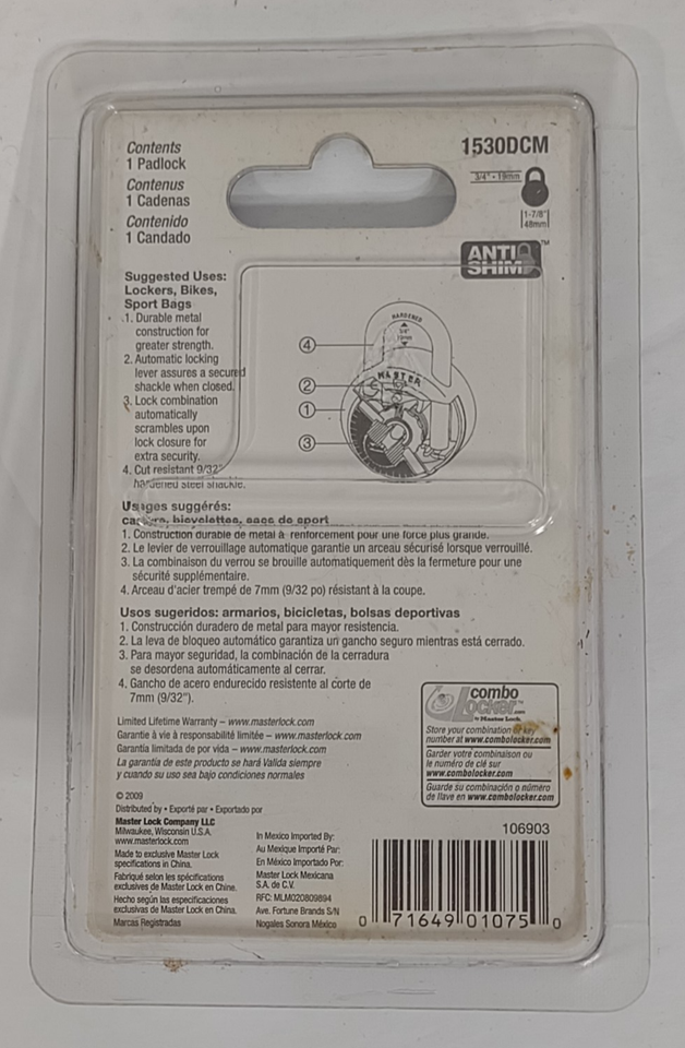 NIP Master Lock Anti Shim Tough Under Fire Combination Lock Blue 1530DCM Sealed | eBay