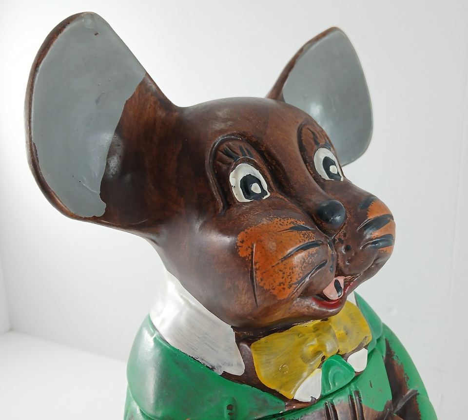 Vintage Fancy Mouse COOKYS Painted Ceramic COOKIE JAR Rustic Folky ...