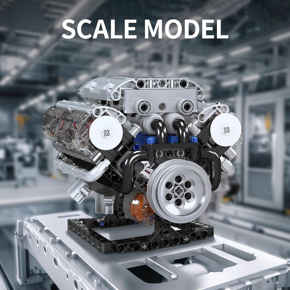Mould King V8 Engine Building Blocks Sets, MOC Scale Model Kit with ...