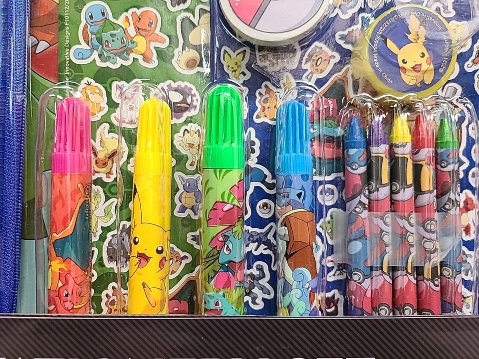 Pokemon Kids Stationary Set Crayons Markers Stickers and Stampers ...