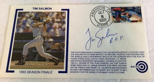 Tim Salmon Signed "ROY" First Day Cover Cachet California Angels Auto # ...