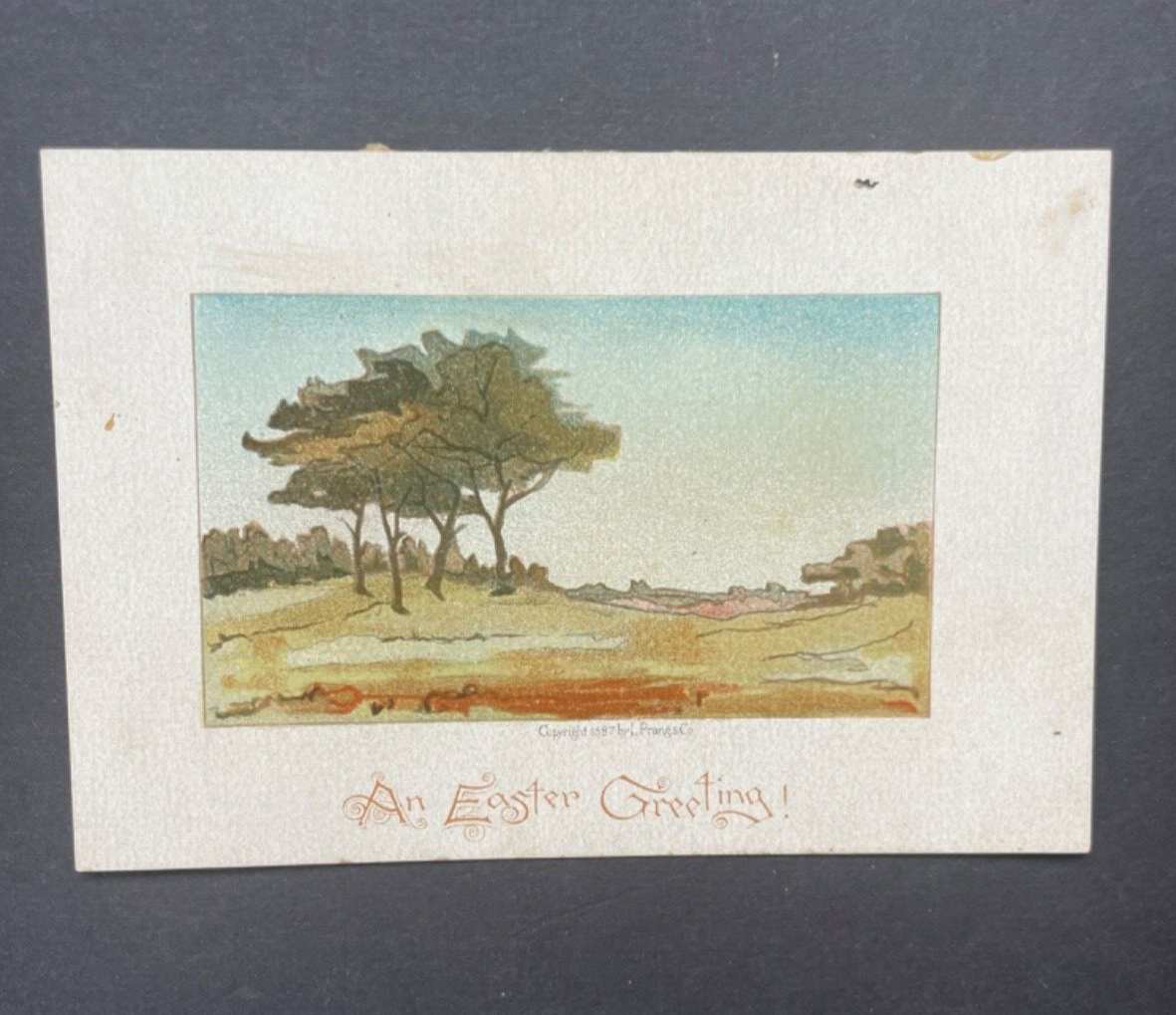 1887 Louis Prang Chromolithograph Easter Card--- "An Easter Greeting ...