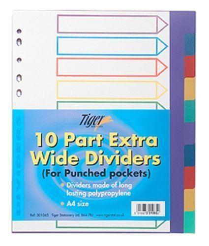 A4 File Subject Dividers Plastic Coloured Tabs Filing Multi Punch A-Z ...