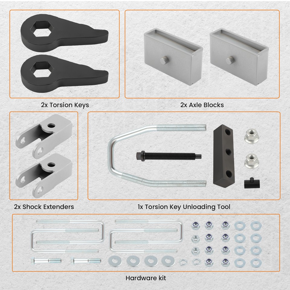 3" Front + 2" Rear Leveling Lift Kit for Chevy Silverado GMC Sierra ...