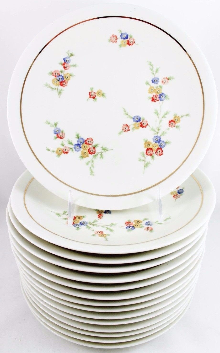 SET 3 VINTAGE RAYNAUD LIMOGES FINE CHINA COUPE DINNER PLATES GILT CREAM ...