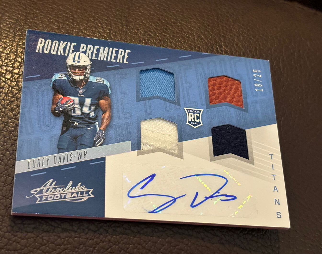 2017 Absolute Corey Davis Rookie Premier Autograph /25 RPA Auto NM | eBay