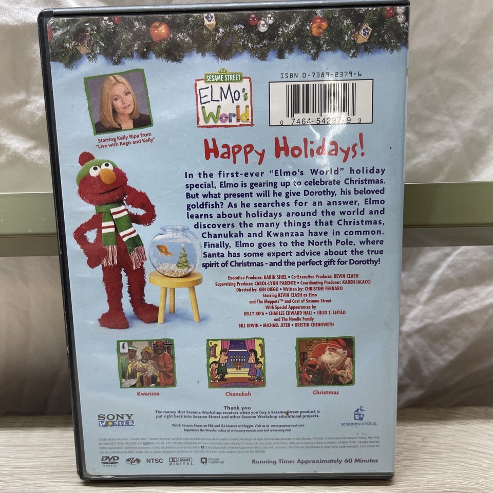 Elmo's World - Happy Holidays DVD 2002 Sesame Street With Kelly Ripa ...