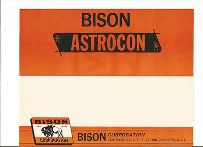 Label-BISTRO ASTROCON,Bison Corp,Canton,OH.buffalo,orange.original US ...
