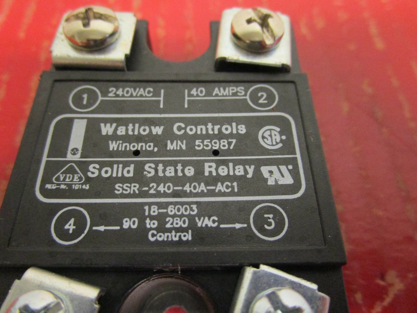 WATLOW CONTROLS SOLID STATE RELAY SSR-240-40A-AC1 240Vac 40A AMP ...