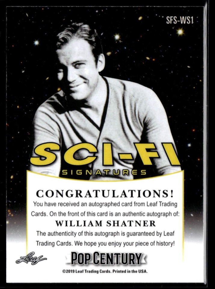 2019 Leaf Pop Century WILLIAM SHATNER Sci-Fi Auto Refractor #SFS-WS1 ...