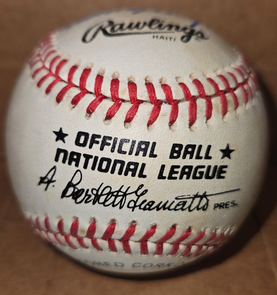 BUDDY BELL KENT MERKER AUTOGRAPH Signed Rawlings BALL Auto REDS BRAVES ...