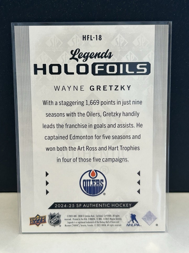 2024-25 Upper Deck SP Authentic Legends Holo Foil Wayne Gretzky HFL-18 ...