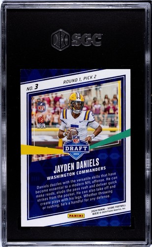 2024 Score - Nfl Draft #3 Jayden Daniels (RC) Showcase Rookie SGC ...