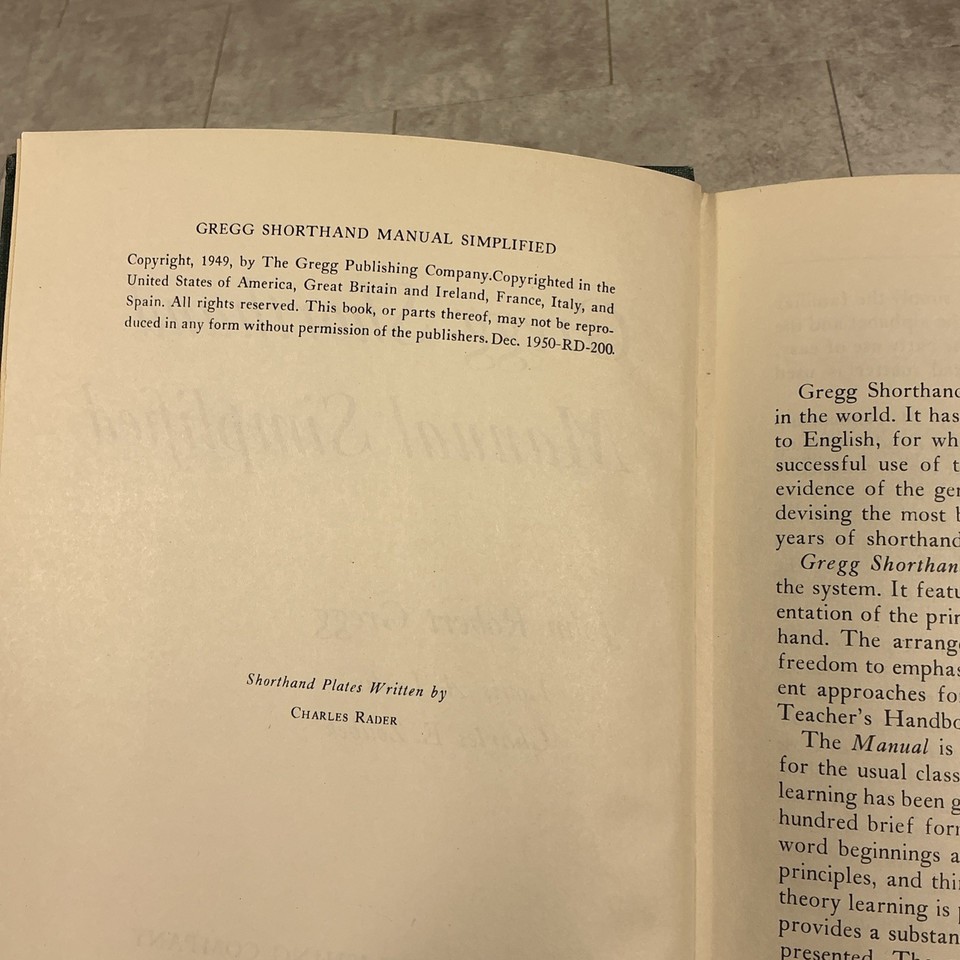 Gregg Shorthand Manual Simplified by John Robert Gregg Vintage 1949 ...
