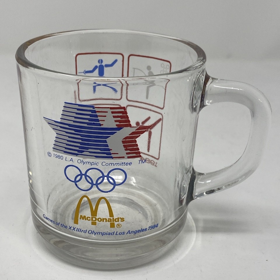 Vintage 1984 Olympics Los Angeles MCDONALDS Mug USA Clear Glass | eBay