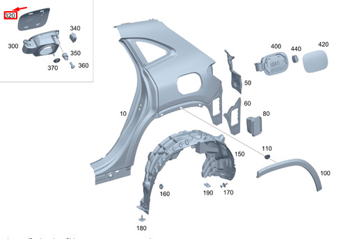 MB GLA H247 Rear Socket Recess Outside Paneling Flap A2437570300 NEW ...