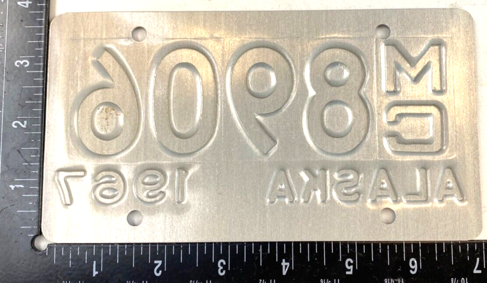 Vintage 1967 Alaska Motorcycle License Plate MC 8906 Man Cave Garage ...
