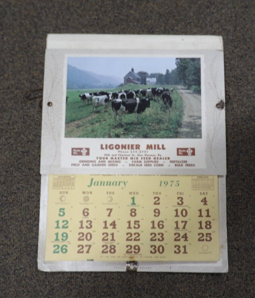 Vintage 1975 Ligonier Mill Calendar New Florence Pa Farm Supplies ...
