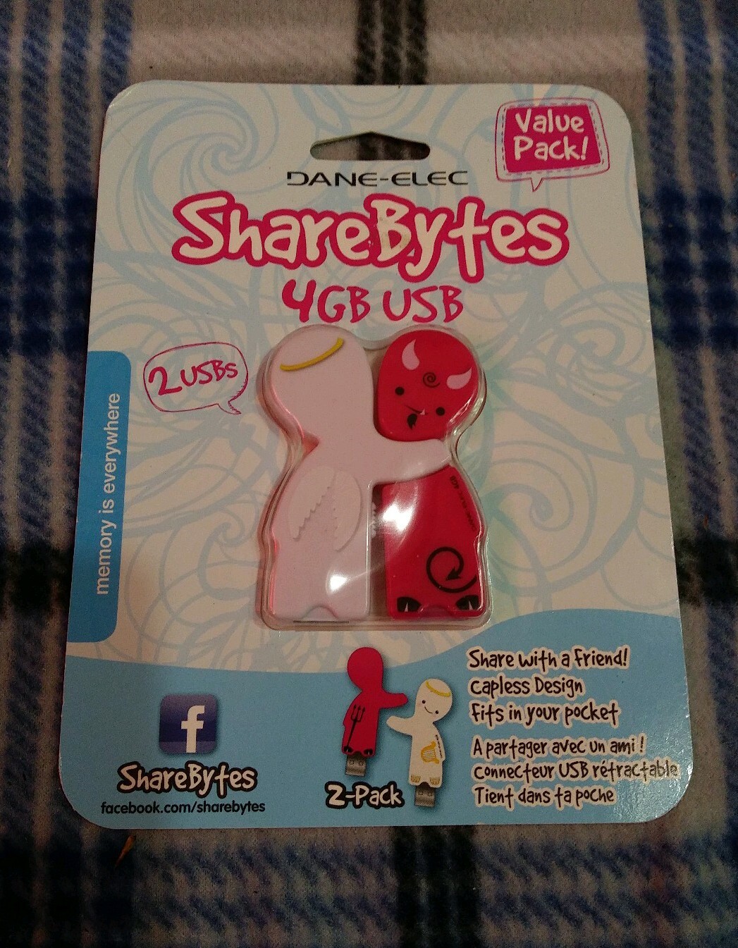 New 4GB USB ShareBytes Flash Drives Devil and Angel Dane-Elec 2-pack ...