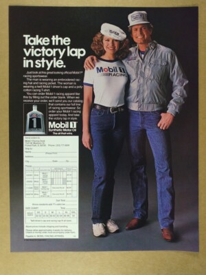 1985 Mobil 1 Motor Oil Racing Sportswear vintage print Ad | eBay