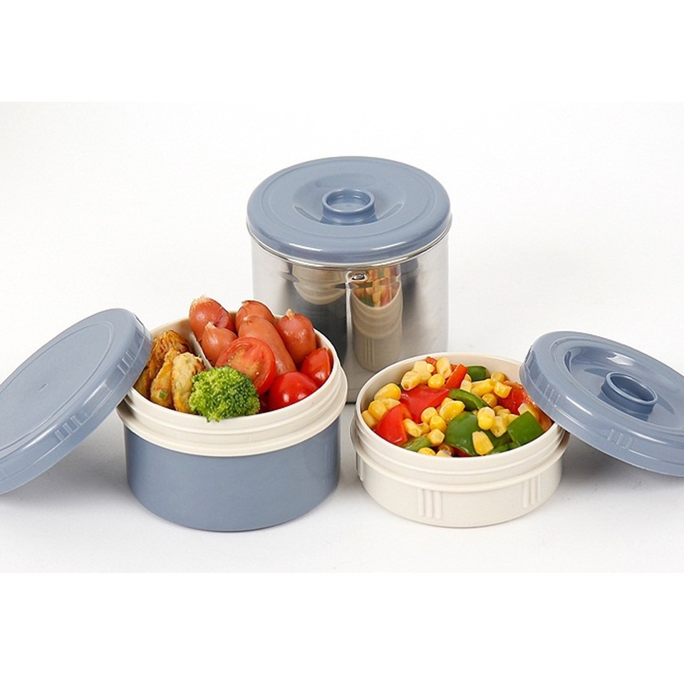 Stainless Steel Thermal Bento Sealed Lunch Box Bentoset Insulated Bag ...