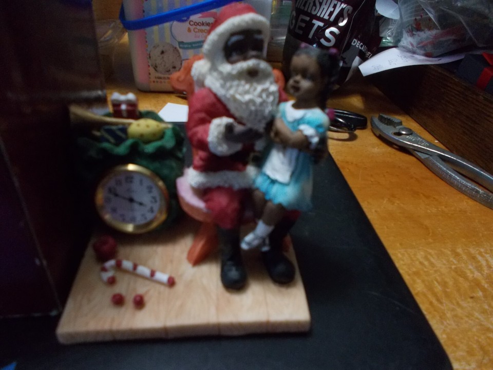Polystone House Clock Black Santa | eBay