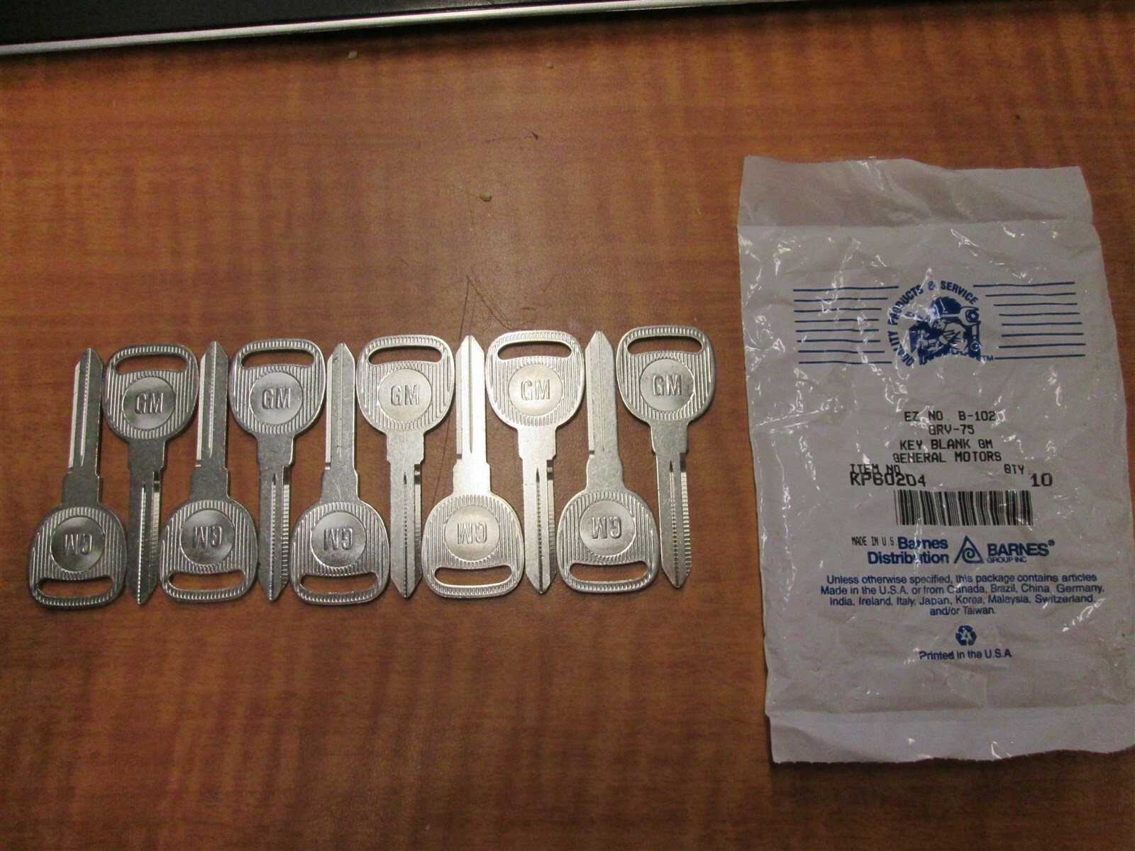 (10) Barnes KP60204 GM EZ NO. B-102 GRV 75 General Motors Key Blanks ...