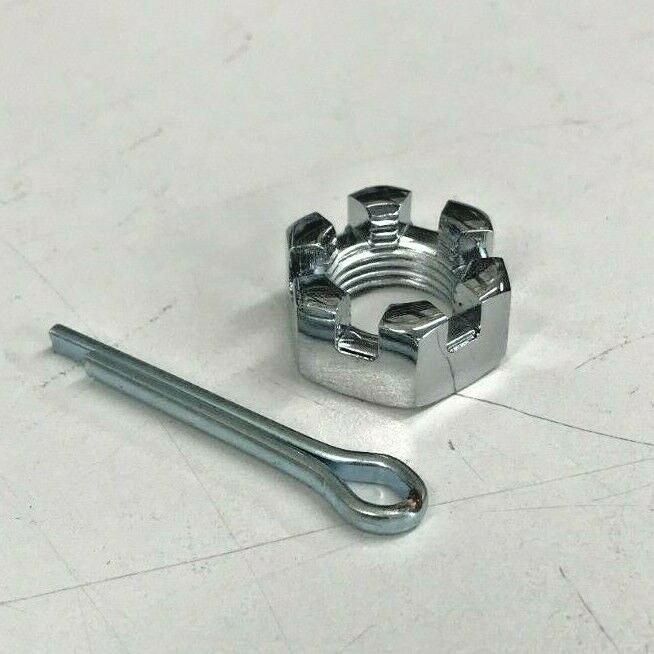 CHROME CASTLE NUT COTTER PIN KIT HARLEY 3/4" AXLE bobber cafe 5/8-18 ...