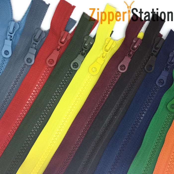 Chunky Open Ended Zip Plastic Teeth - Choice of 25 Colours & 11 Zipper ...