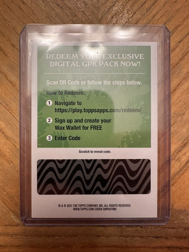 Garbage Pail Kids Food Fight Digital GPK Pack Redemption Card ADAM ...