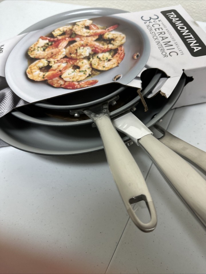 Tramontina 3-pack Hard Anodized Aluminum Ceramic Nonstick Fry Pan Set ...