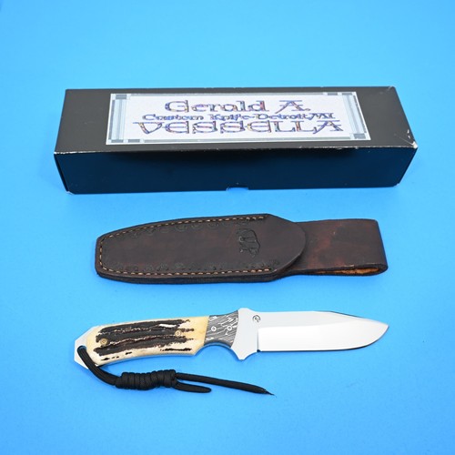 GERALD A. VESSELLA, DETROIT, MI. CUSTOM BONE STAG DROP POINT HUNTER, c ...