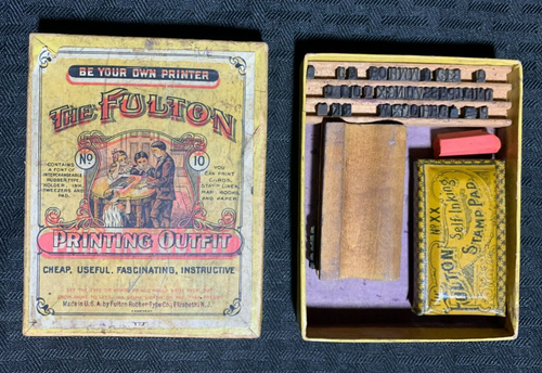 Vintage THE FULTON Printing Outfit #10 VG+ 4.5 Be Your Own Printer w ...