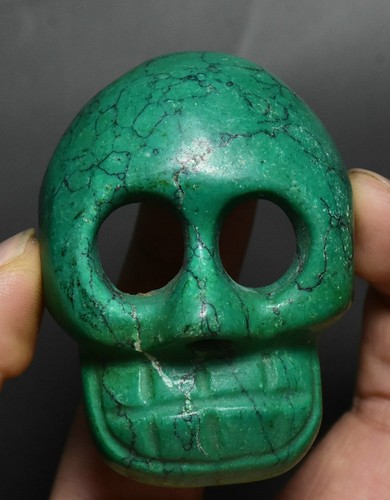 6.8CM Hongshan Culture Turquoise Skeleton Devil Skull Head Amulet ...