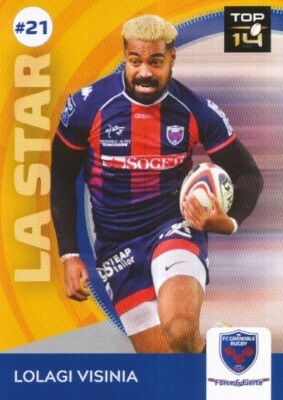 C21 VISINIA LOLAGI # FC.GRENOBLE # NEW ZEALAND PANINI CARD RUGBY TOP 14 ...