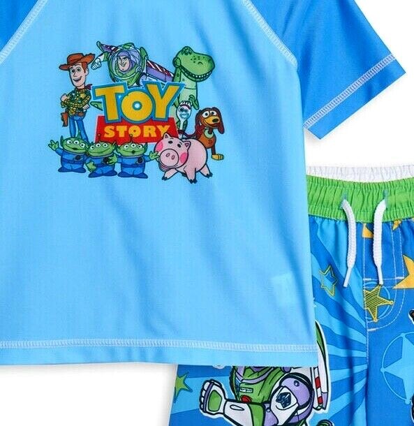 Disney Toy Story Swim Trunks Rash Guard Swimsuit Swim Shirt Set 3T 4T ...