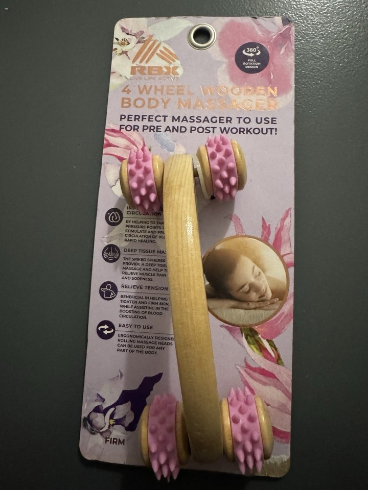 4 Ball Wooden Hand Held Roller Massager Wheel to Improve Circulation ...