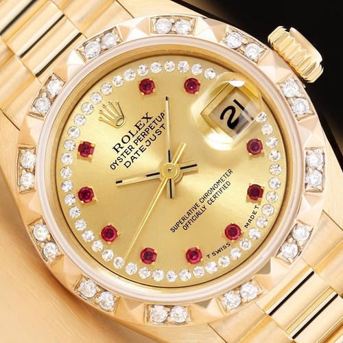 ROLEX LADIES PRESIDENT 69258 FACTORY RUBY STRING DIAMOND PYRAMID 18K GOLD WATCH | eBay