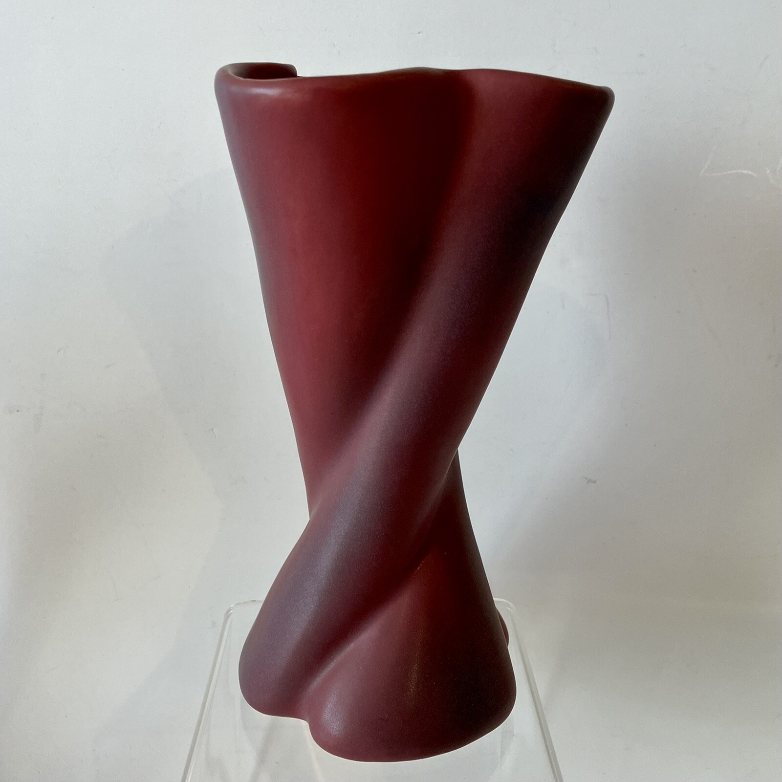Van Briggle Pottery Vase Mulberry 1940’s Sculpted 3 Tube Twisted ...