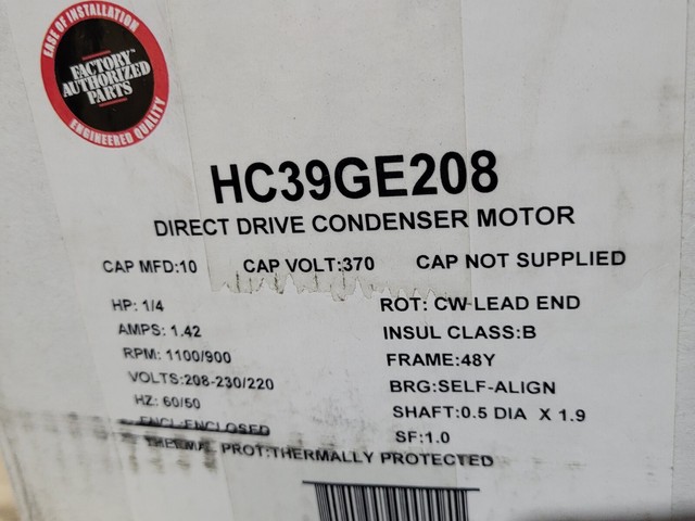 Carrier Bryant Payne 1/4 HP 208-230v Condenser Fan Motor Hc39ge208a ...