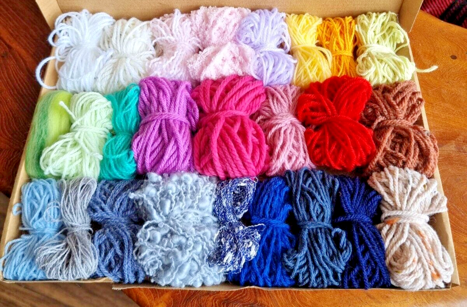 Knitting Bundle /Mixed Yarn Wool Job Lot Crochet Squares Pompom Crafts ...
