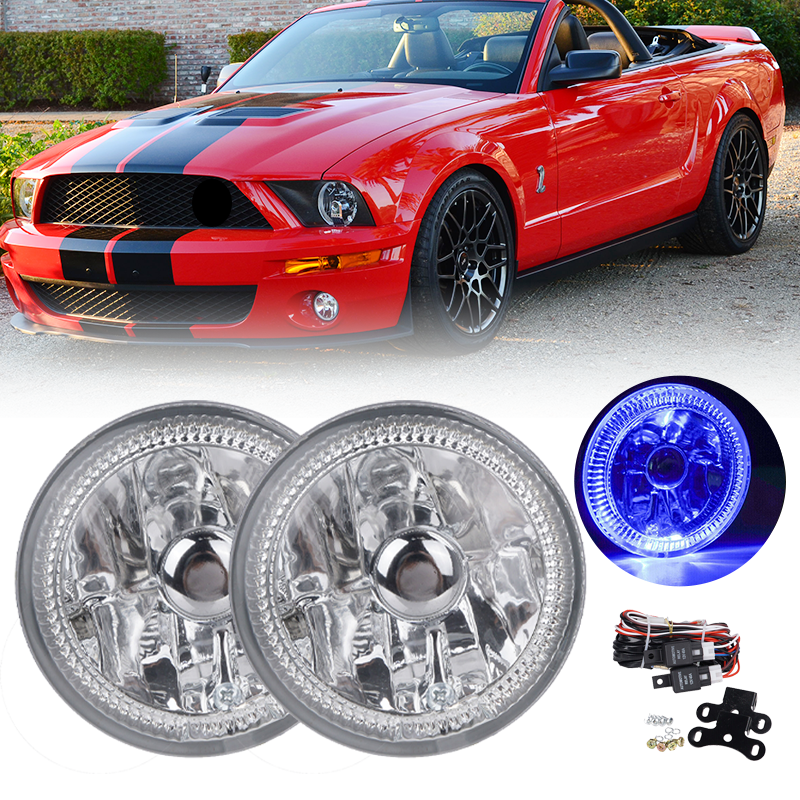 Universal 3" 1/4 Inch Round Blue Halo Chrome Housing Clear Lens Fog ...