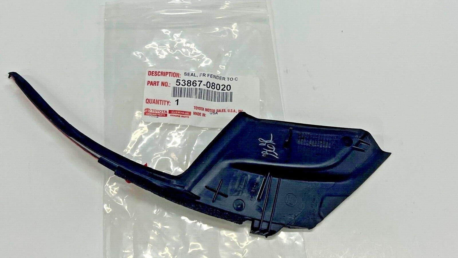5386708020 Genuine Toyota Seal Front Fender to Cowl Side LH 53867-08020 ...
