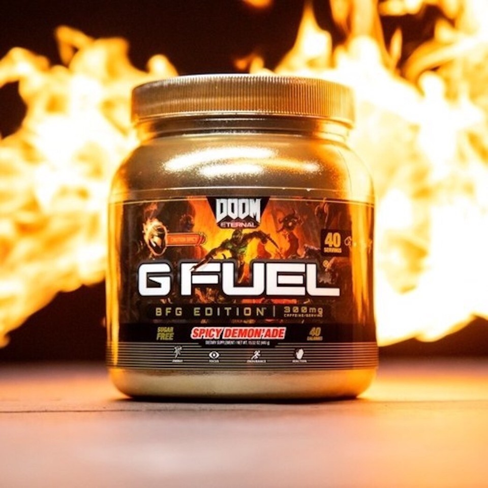 G Fuel Doom Eternal Spicy Demon'ade (BFG Edition) Gold XL Tub Energy ...